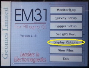 EM31-MK2 Display Options Menu - Geonics Training EM-61 EM-31 EM-34 EM-38