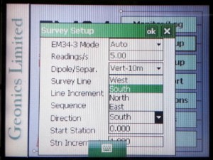 EM34 Survey Setup Menu - Geonics Training