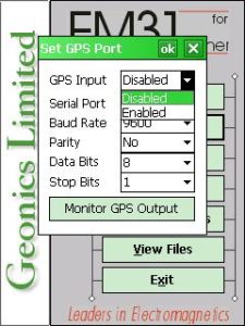 EM31-MK2 GPS Port Menu - Geonics Training