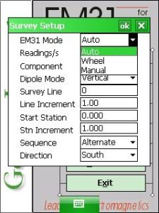 EM31-MK2 Survey Setup Menu - Geonics Training