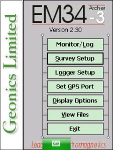 EM34 Data Logger Setup Menu - Geonics Training